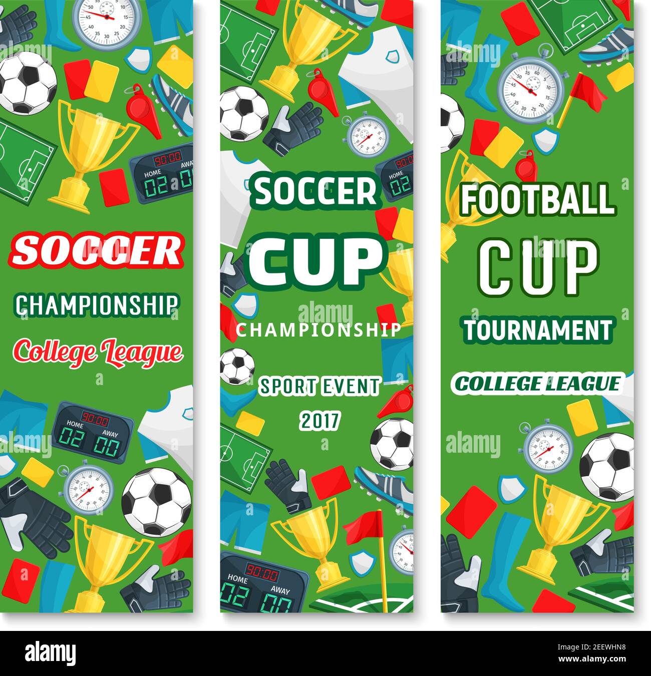 Soccer college league banners templates for football cup or champion ...