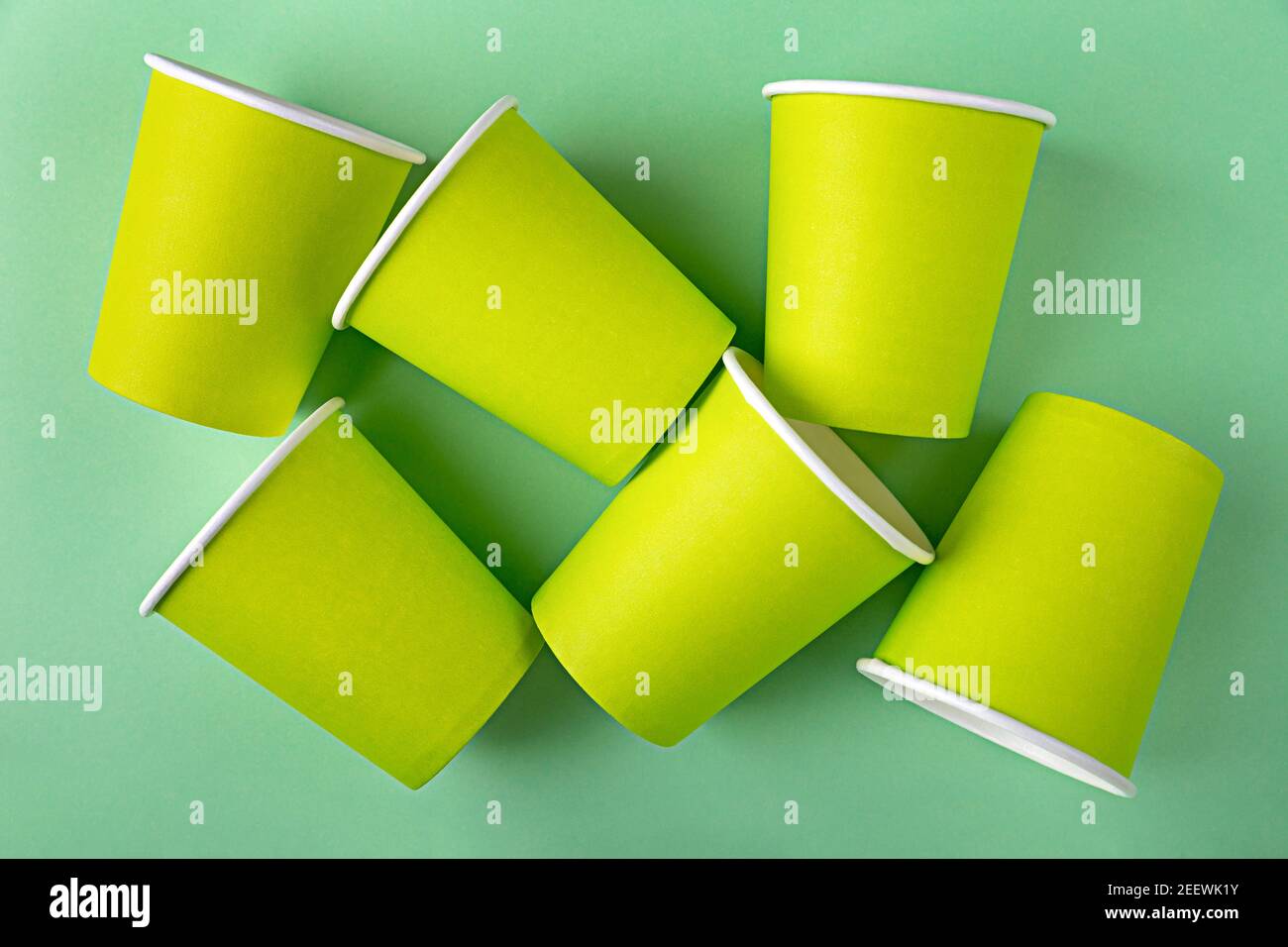Flat lay view from above of disposable coffee cup hi-res stock ...