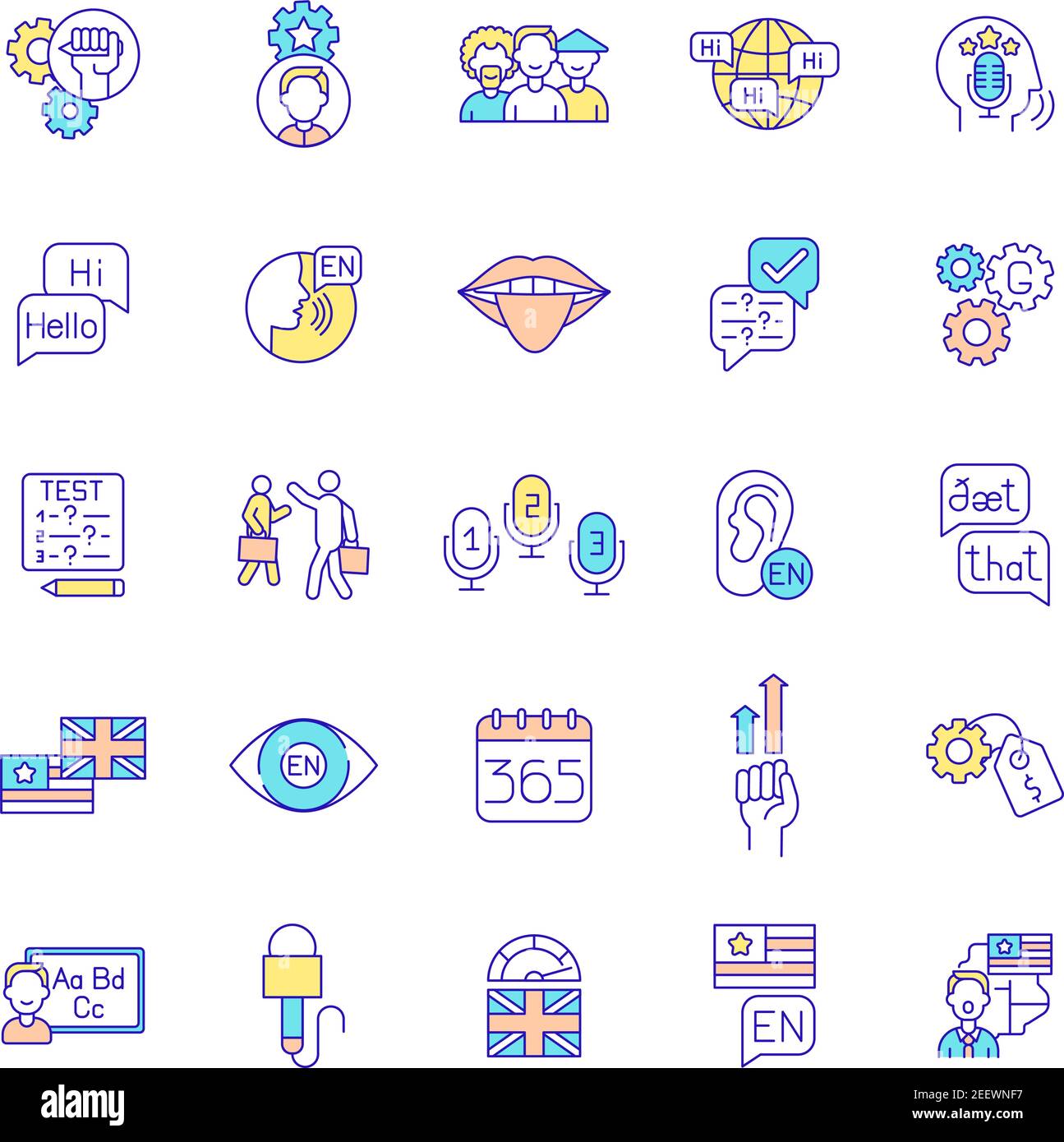 Language acquisition RGB color icons set Stock Vector Image & Art - Alamy