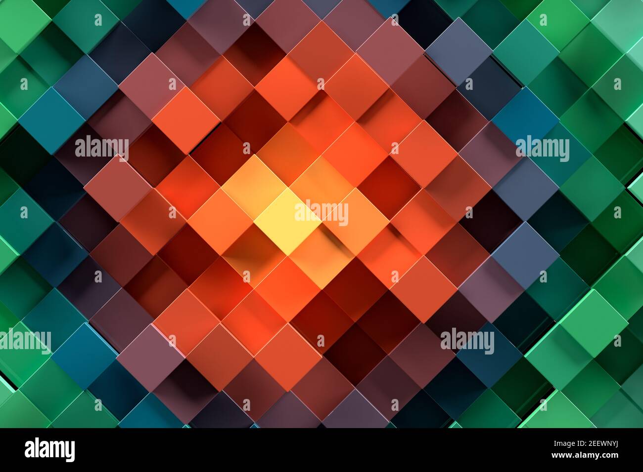 Abstract geometric pattern or background made of chaotic square surface ...