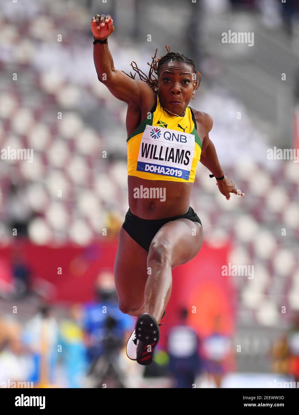 Jamaicas kimberly williams in the womens triple jump qualification hi ...
