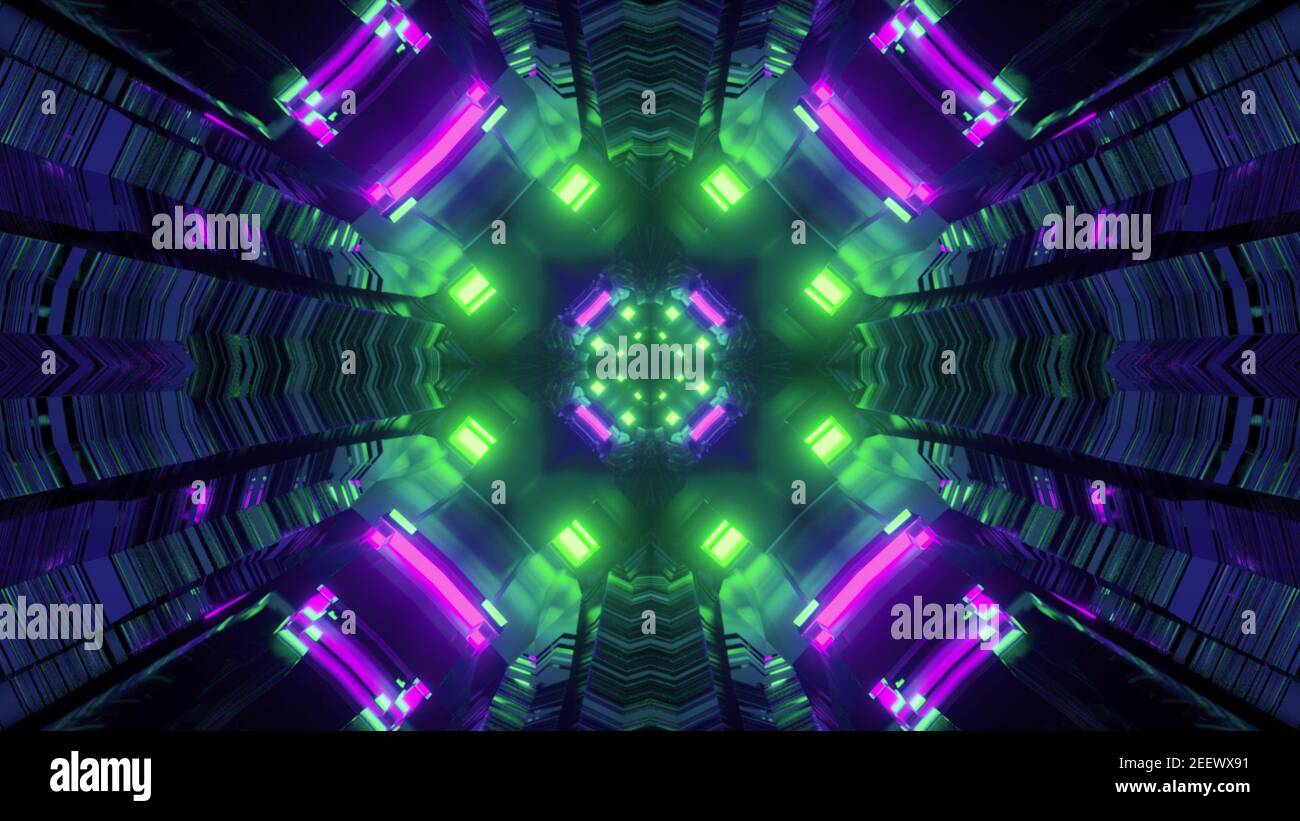 3D renderings of futuristic cool kaleidoscopic visuals in vibrant ...