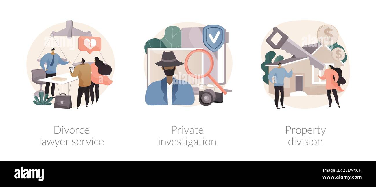 Legal service and investigation abstract concept vector illustrations ...