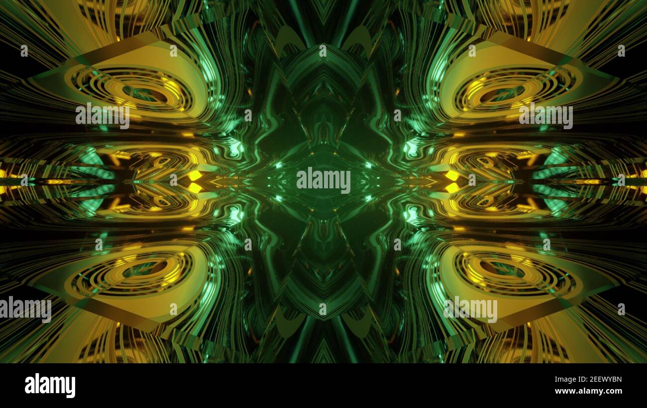 3D renderings of futuristic cool kaleidoscopic visuals in vibrant light ...