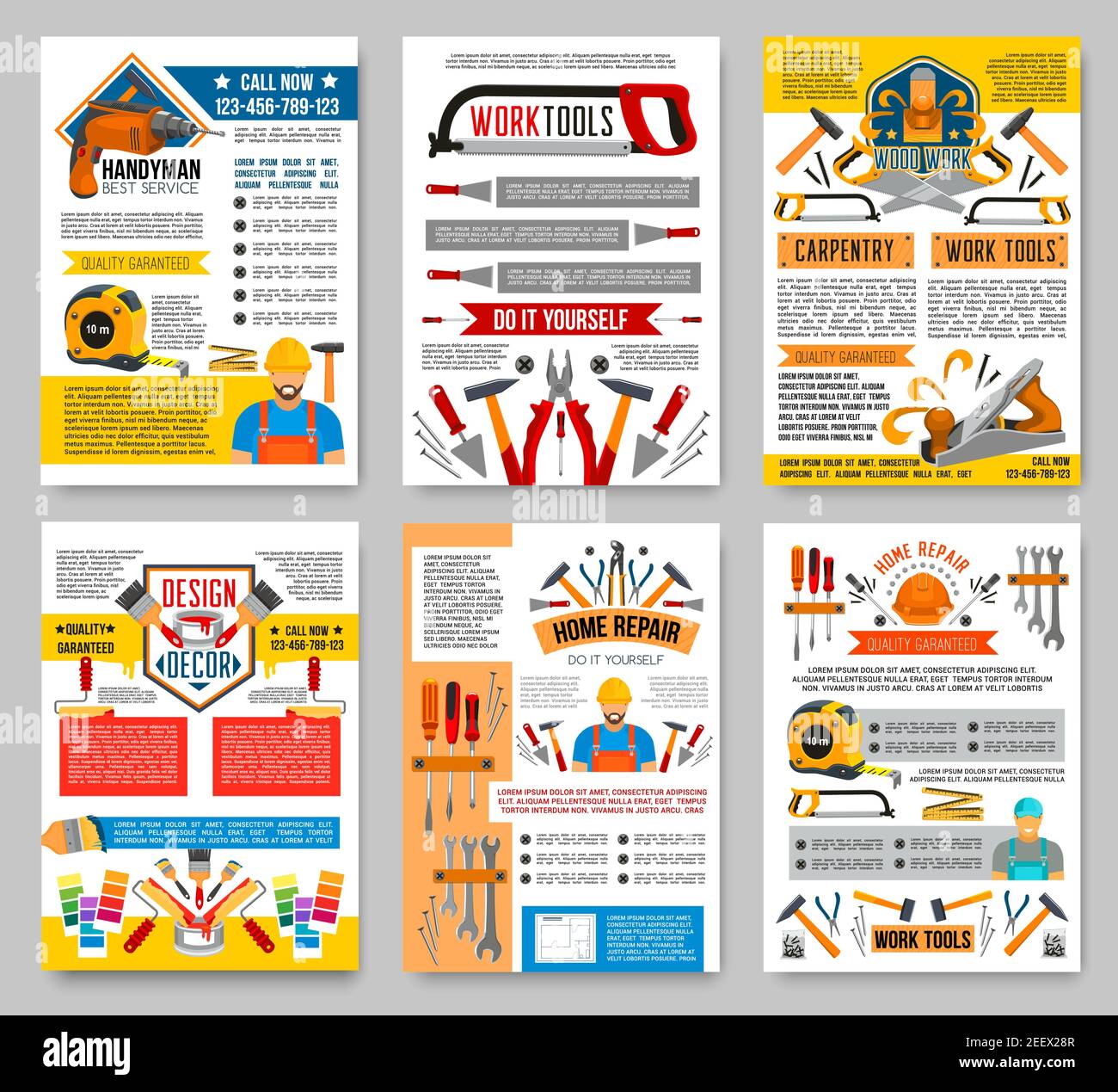 House repair DIY and home construction posters of handyman carpentry ...