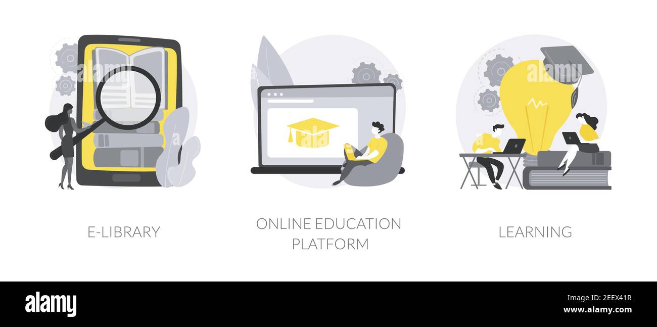 Elearning courses abstract concept vector illustrations Stock Vector ...