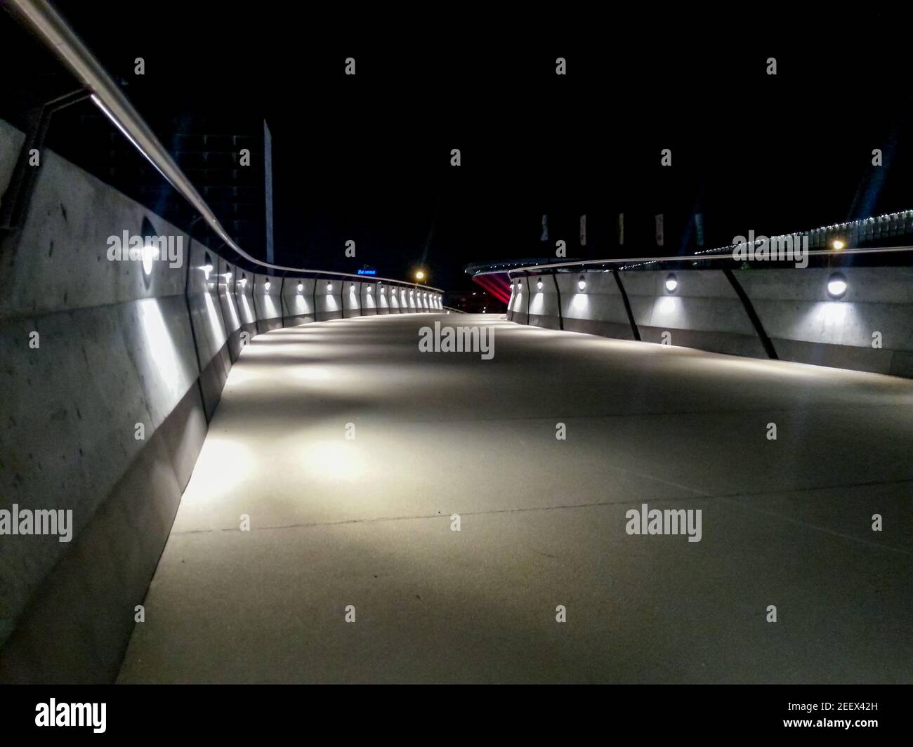 Katowice city concrete bridge at night with lights Stock Photo - Alamy