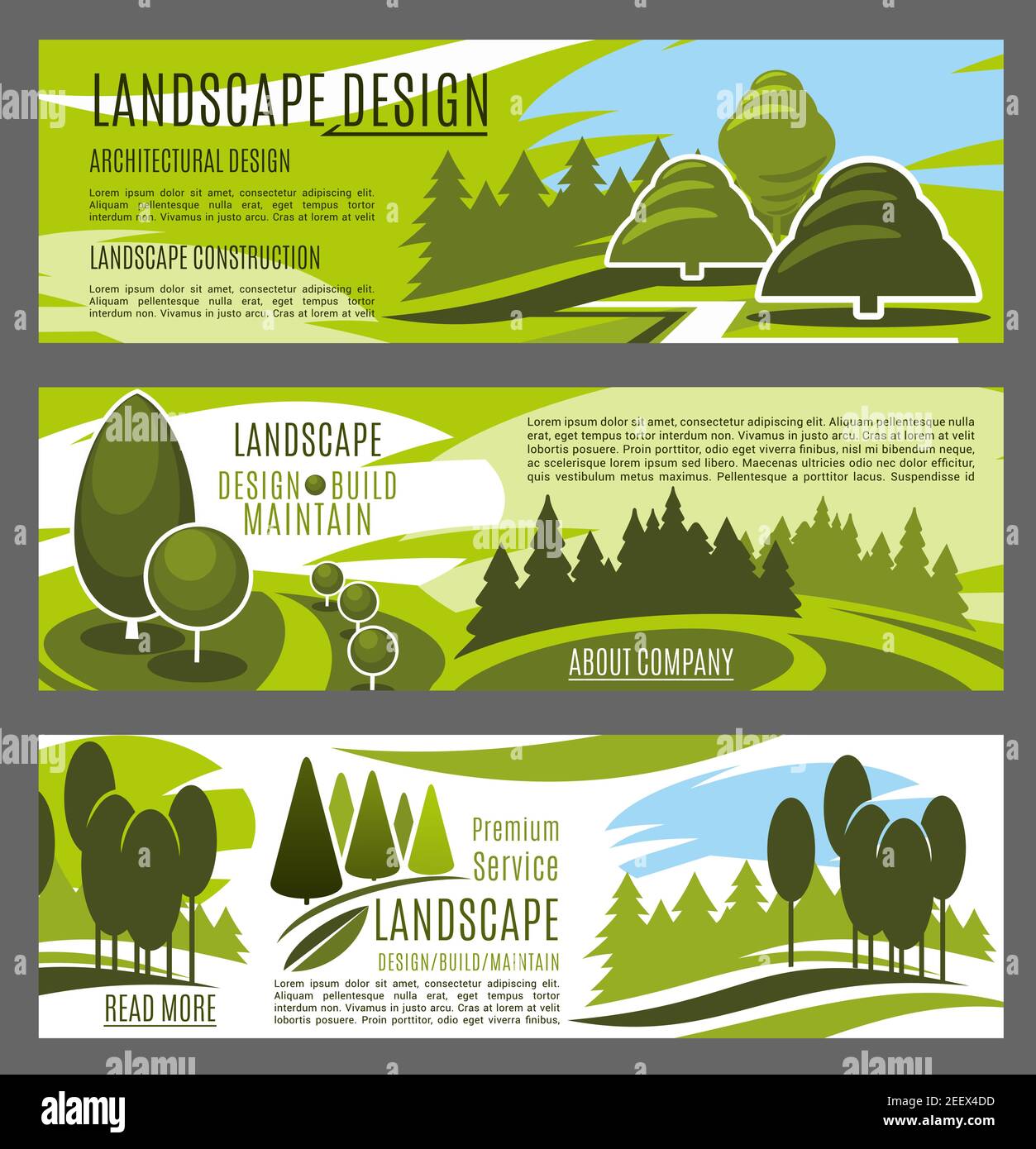 Landscape design, construction and maintenance business company banners ...