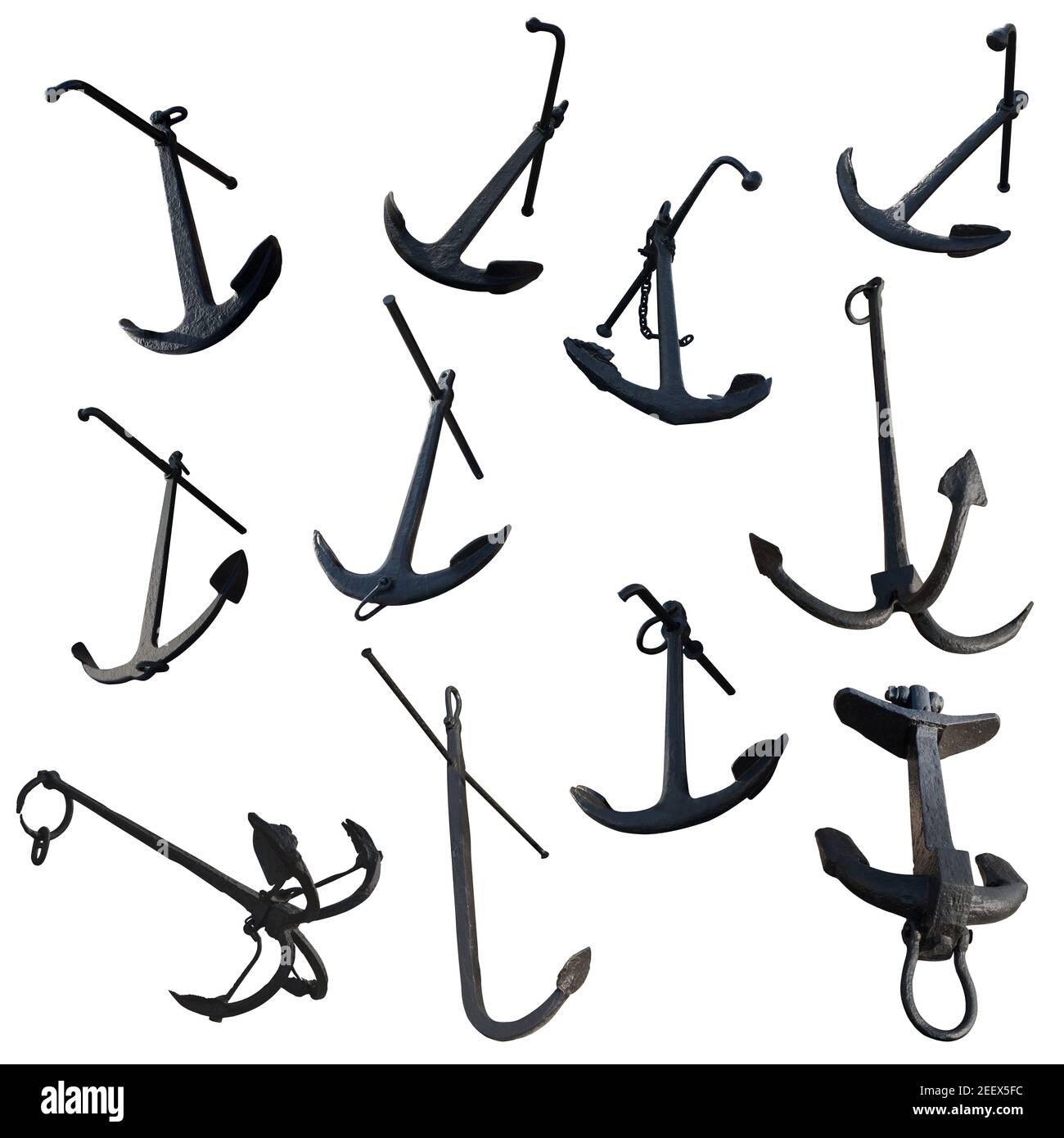 Collage, ship anchor vintage, medieval, on a white background in ...