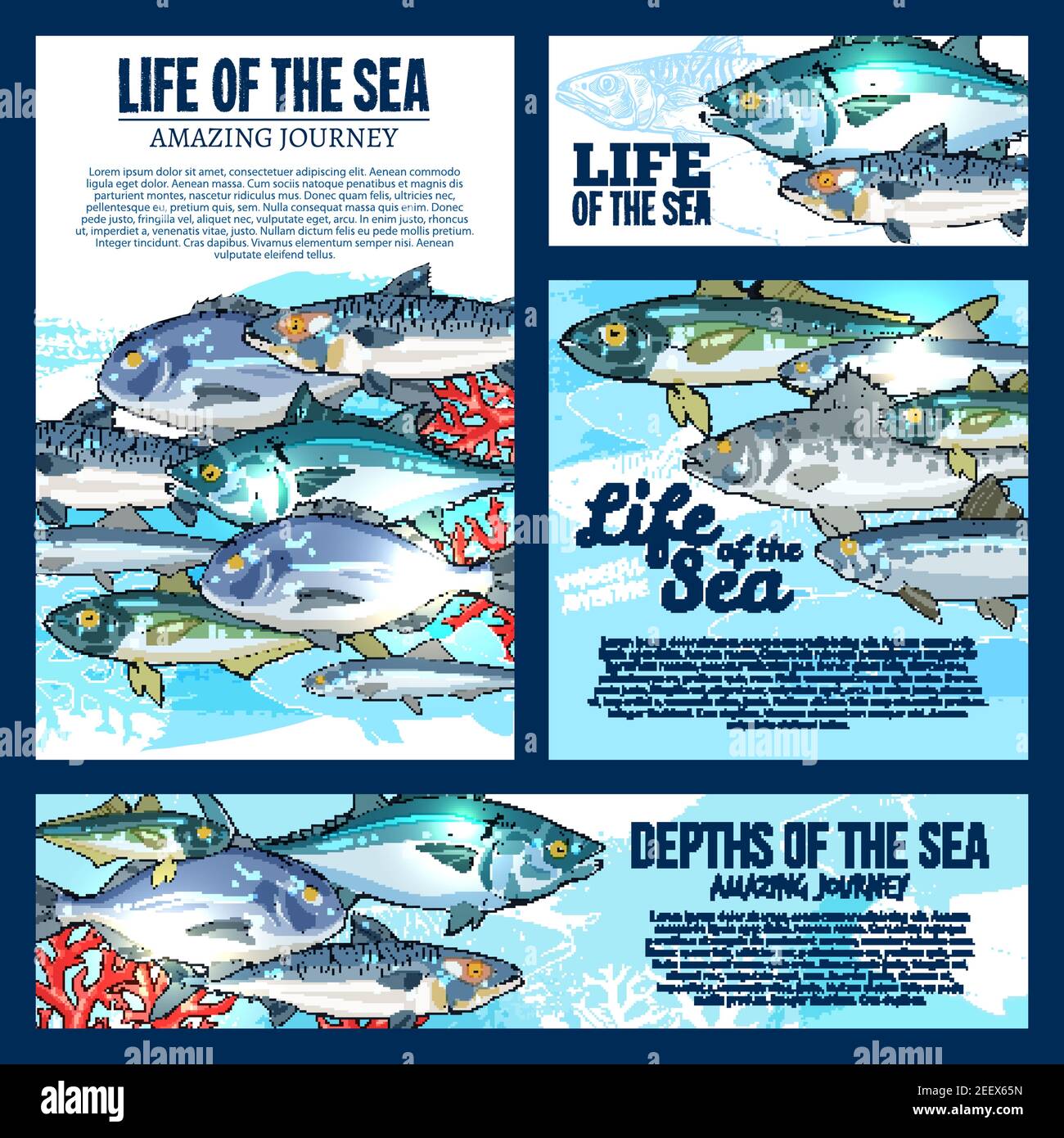 Shoal of salmon Stock Vector Images - Alamy