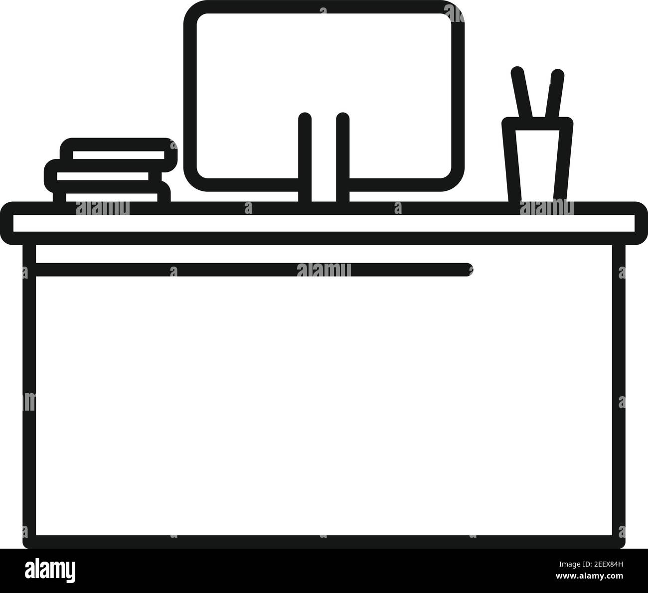 Workplace desk lamp laptop books Black and White Stock Photos & Images ...