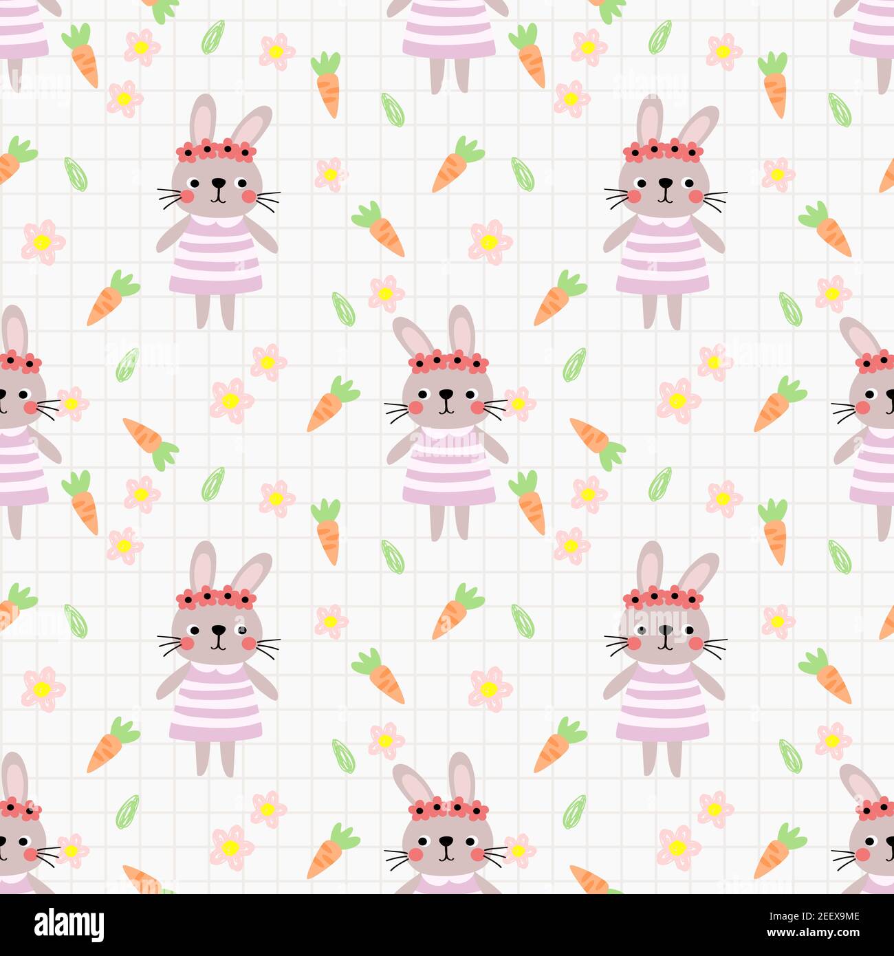 Lovely bunny and flower seamless pattern Stock Vector Image & Art - Alamy