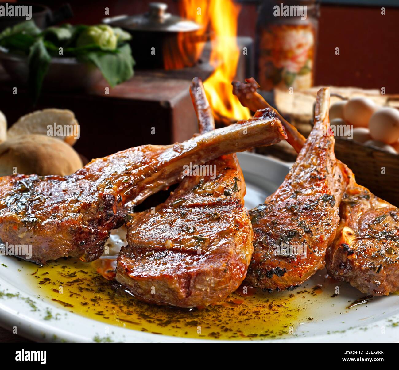 Fried lamb rack vegetable garnish hi-res stock photography and images ...