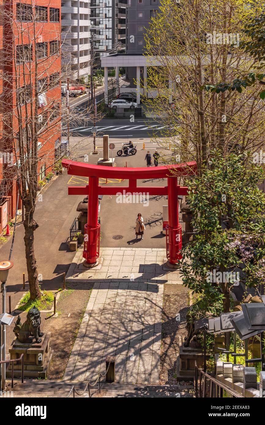 tokyo, japan - april 13 2020: High angle view from the famous stairs of ...
