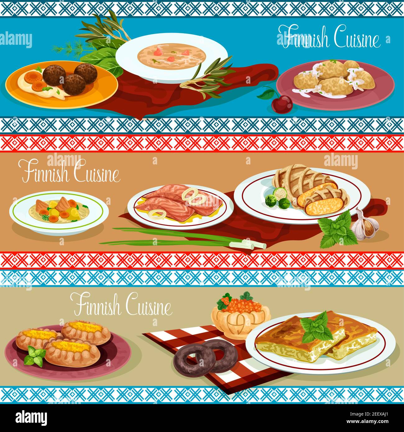 Salmon vegetable pie Stock Vector Images - Alamy