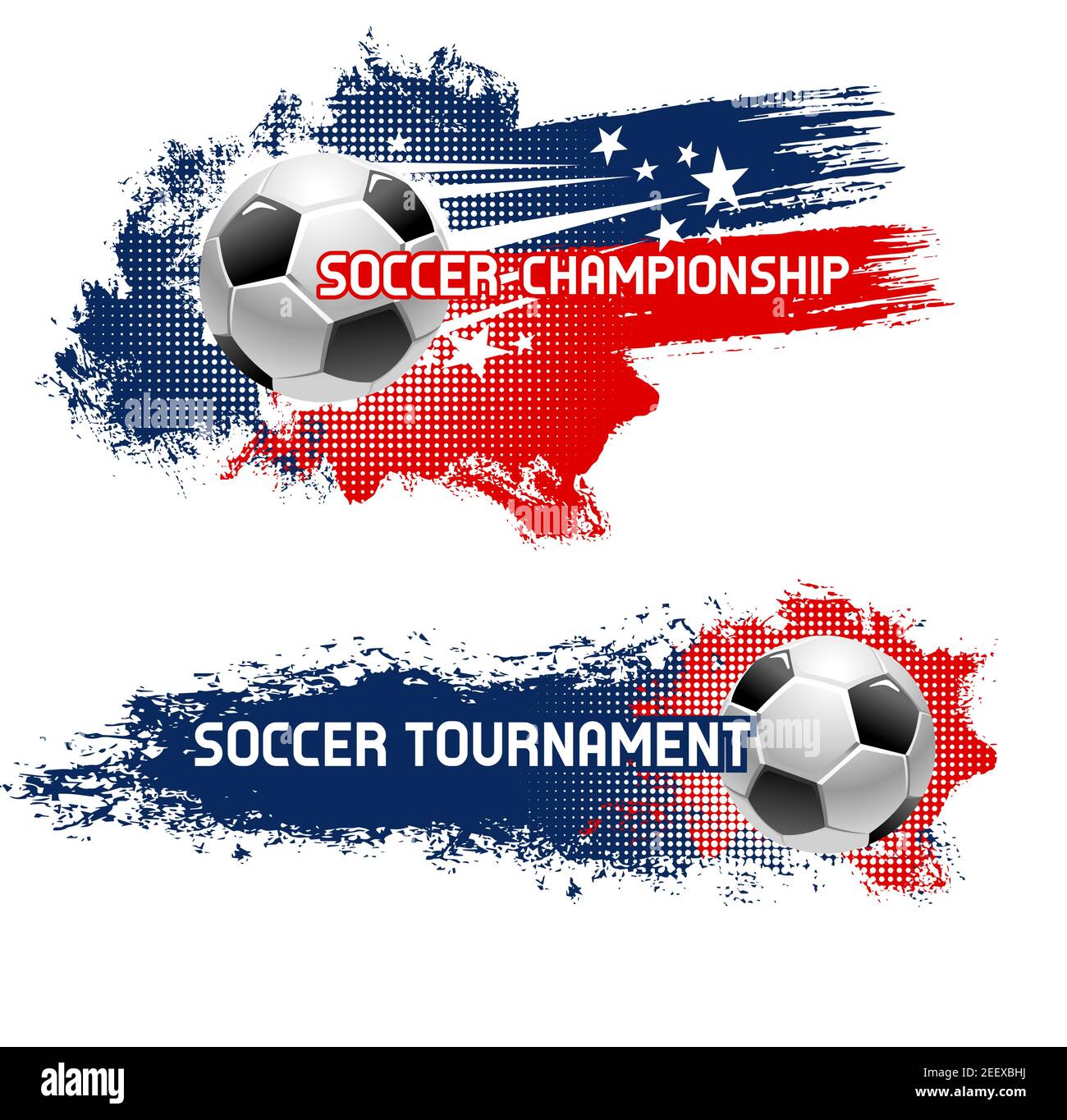 Soccer ball, football tournament banner set. Football or soccer ball ...
