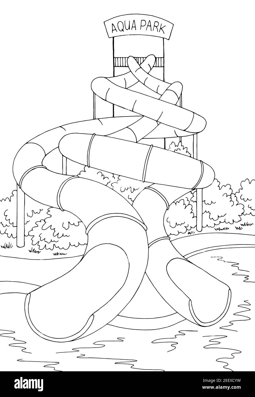 Water Slide Clip Art Black And White