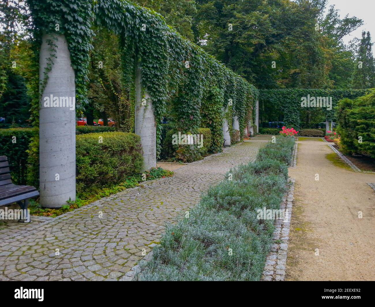 Concrete columns in biggest and colorful park in Wroclaw City Stock ...