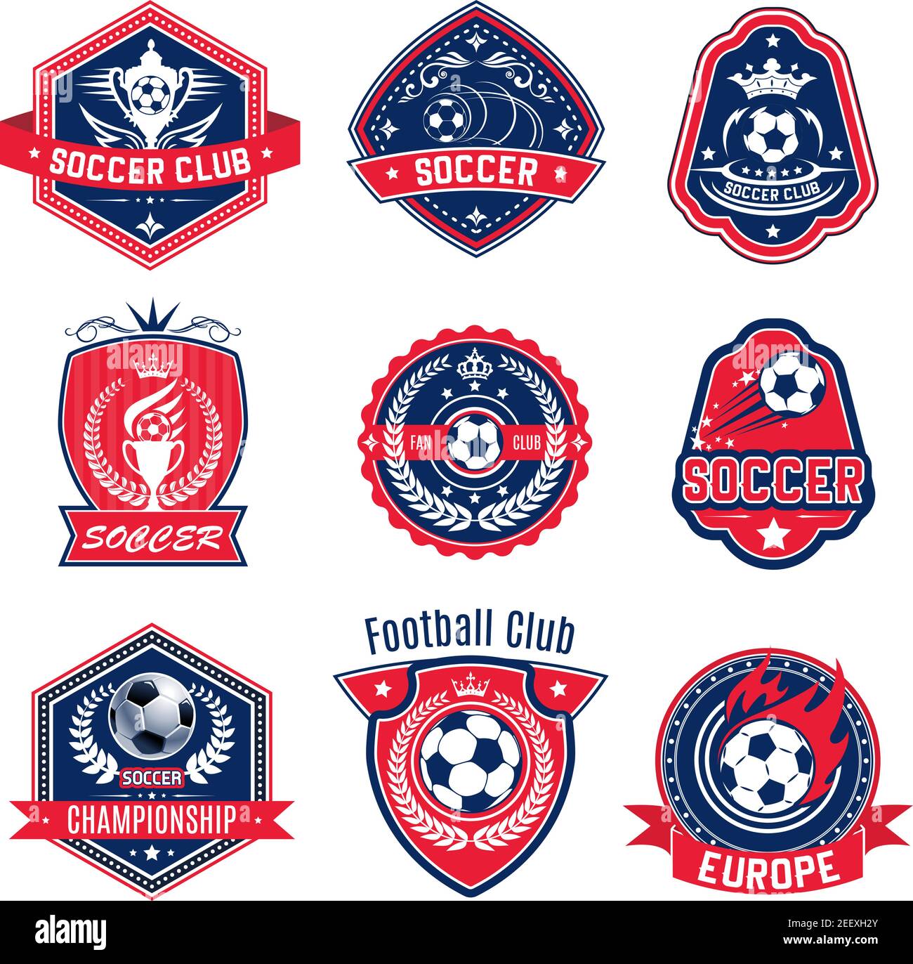 Soccer ball shield badge of football sport game club. Football winner ...