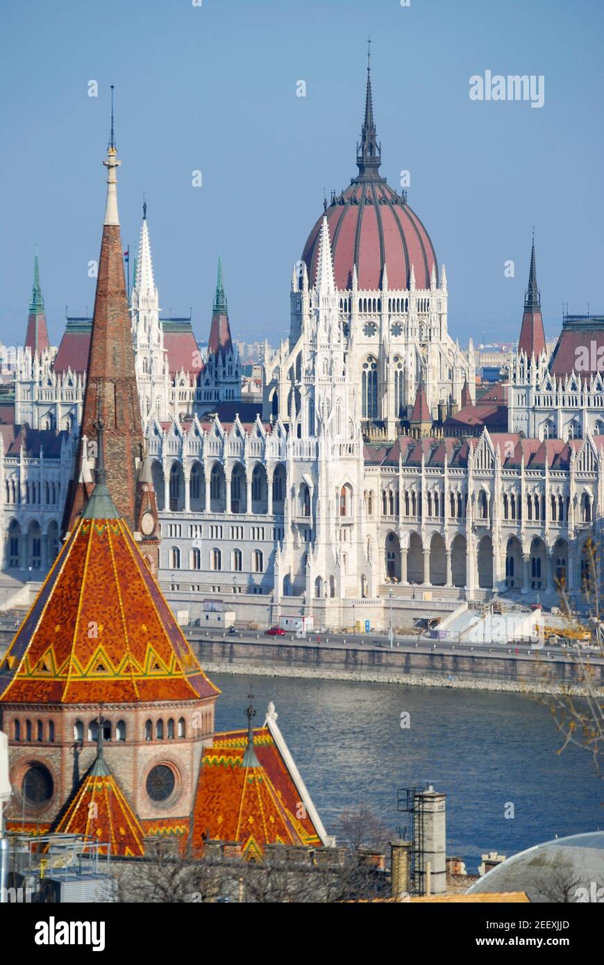 View of Parliament and River Danube from Fisherman's Bastion, The ...