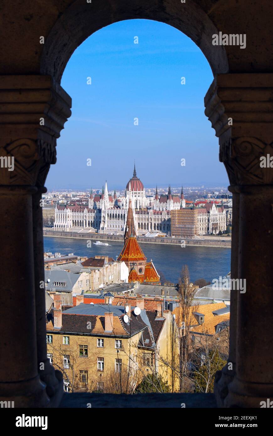 City view from Fisherman's Bastion, The Castle District, Buda, Budapest ...