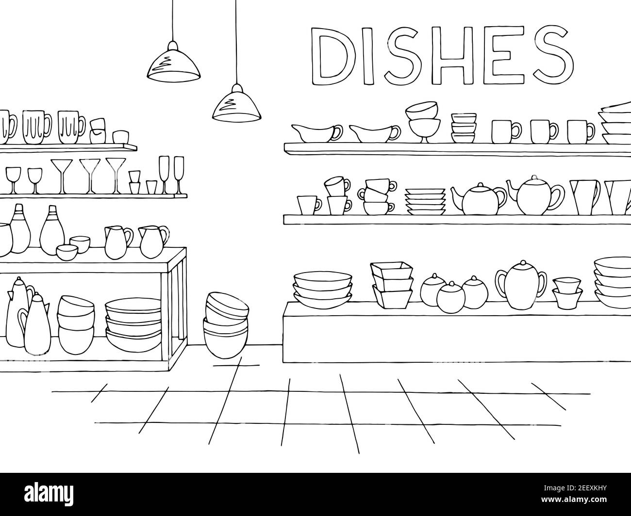 Market and kitchen scene Stock Vector Images - Alamy