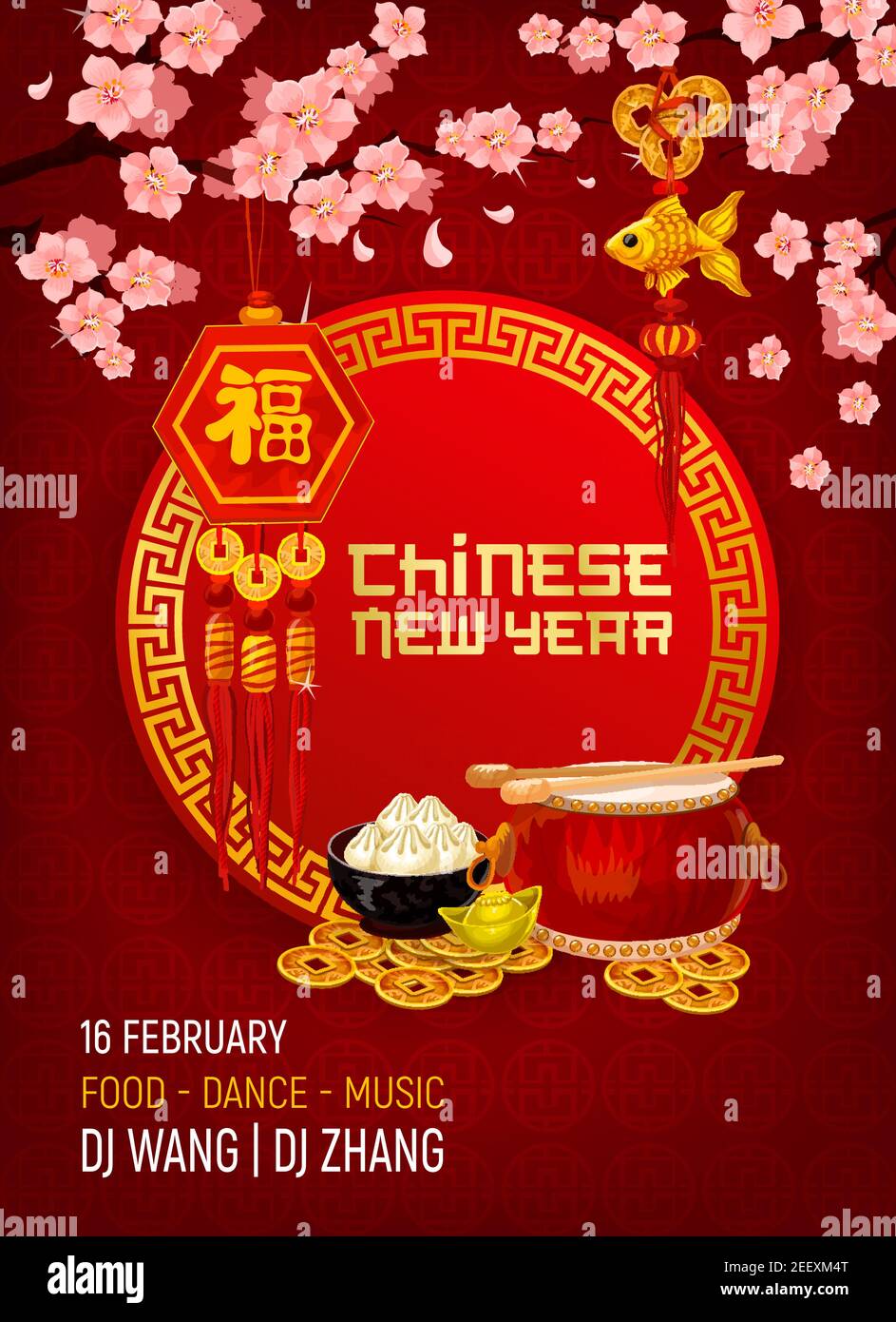 Chinese New Year holiday party invitation card design template for ...