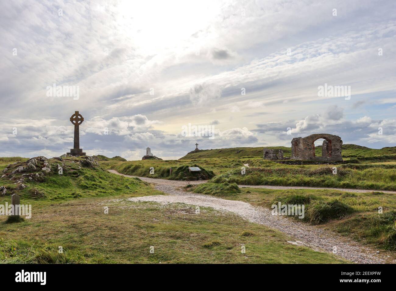 Tŵr Mawr lighthouse, Historic ruins Church of St. Dwynwen (Eglwys ...