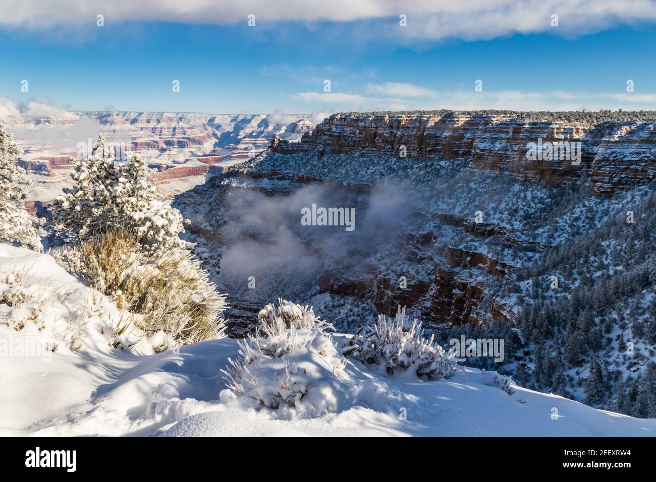 Grand Canyon In Winter From The South Rim Covered In Snow Clouds Grand Canyon In Winter From The South Rim Covered In Snow Clouds