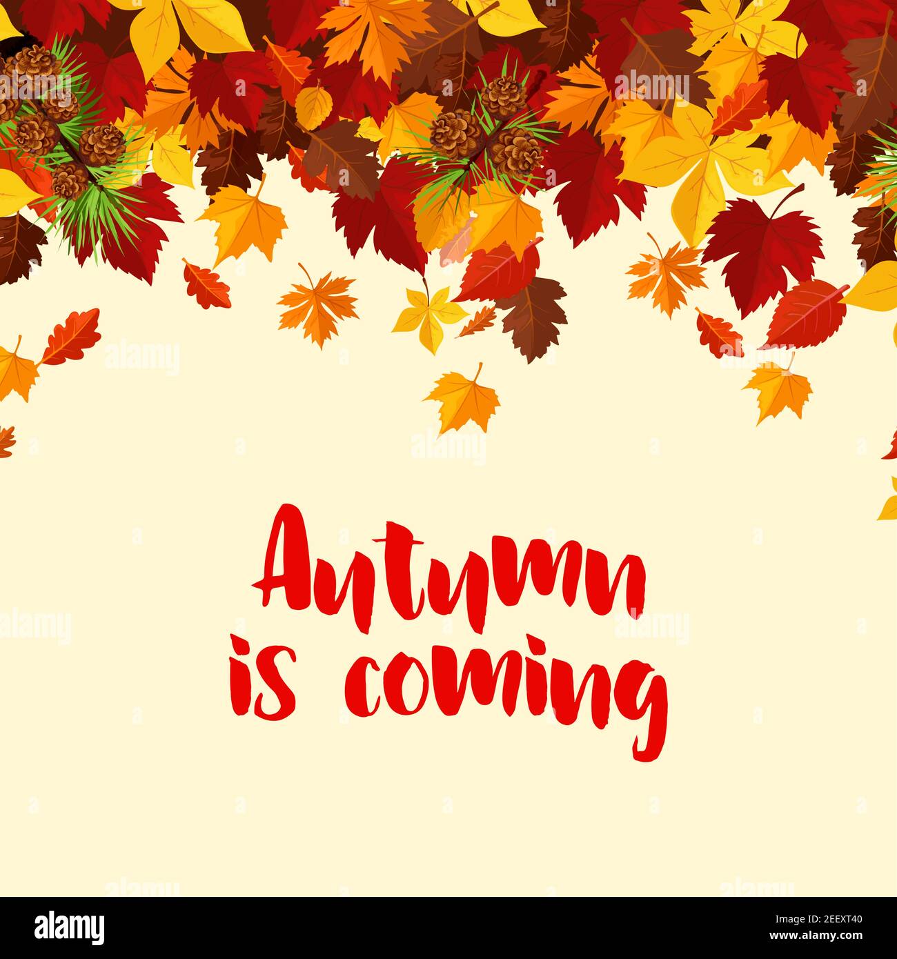 Autumn is coming poster template of foliage and fall leaves for ...