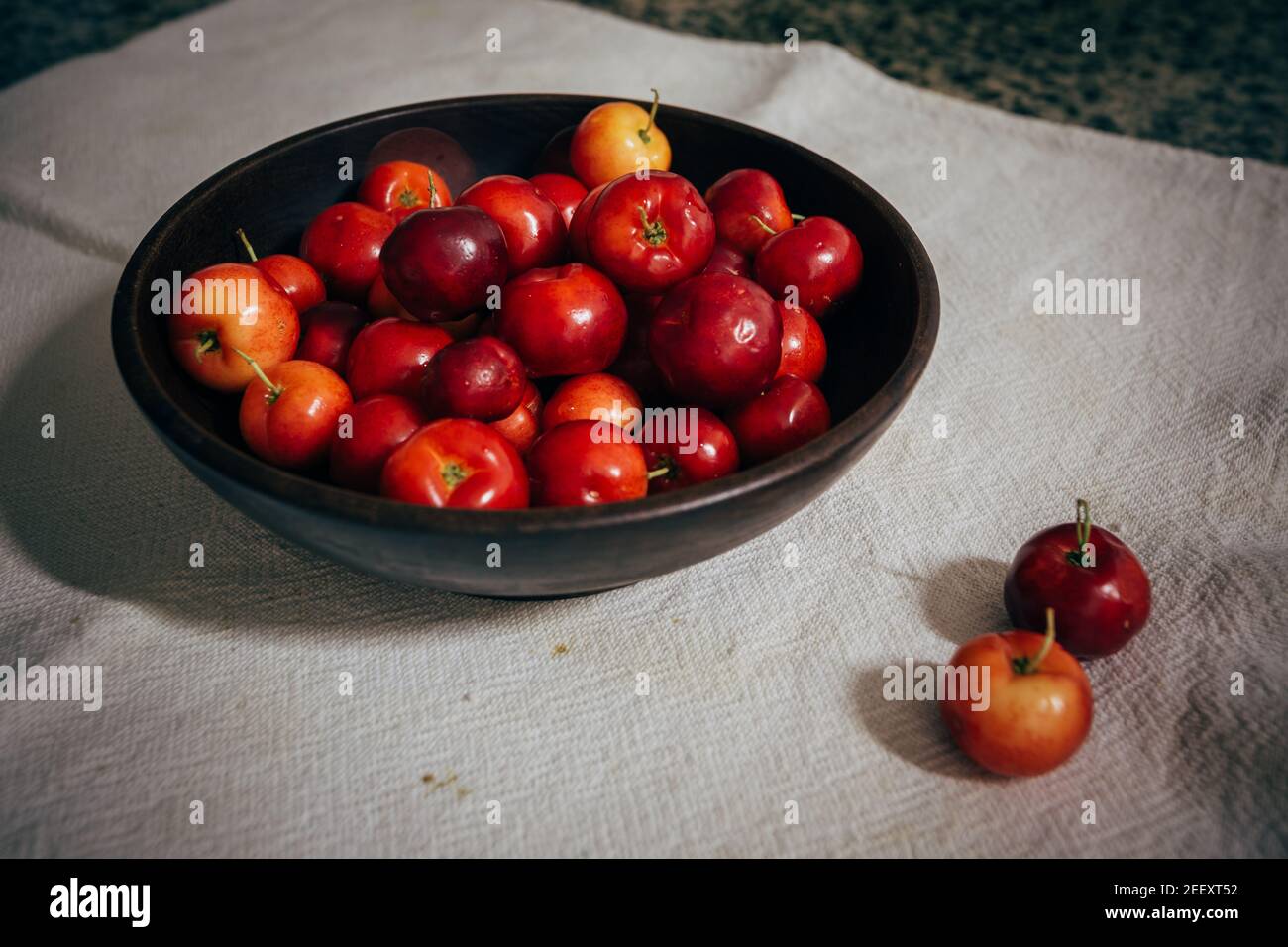 Acerola cherry (Malpighia emarginata) tropical fruit, raw, fresh in ...