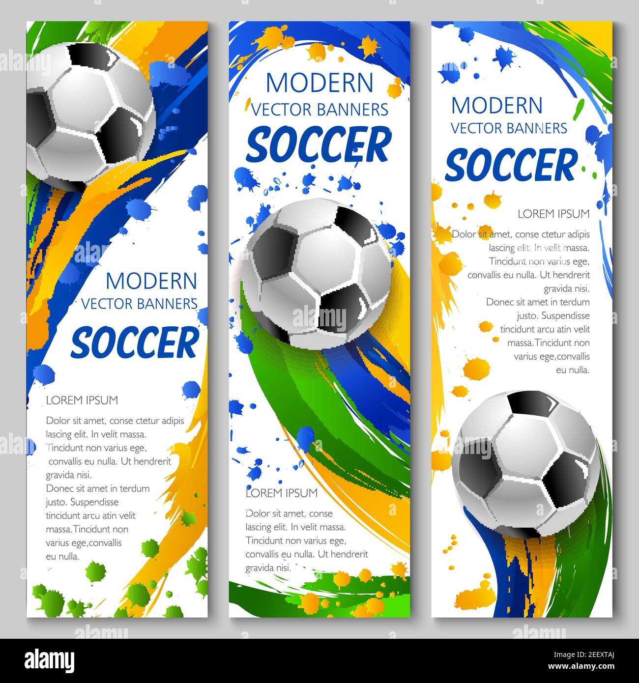 Soccer vector banners for football game competition and sport club ...
