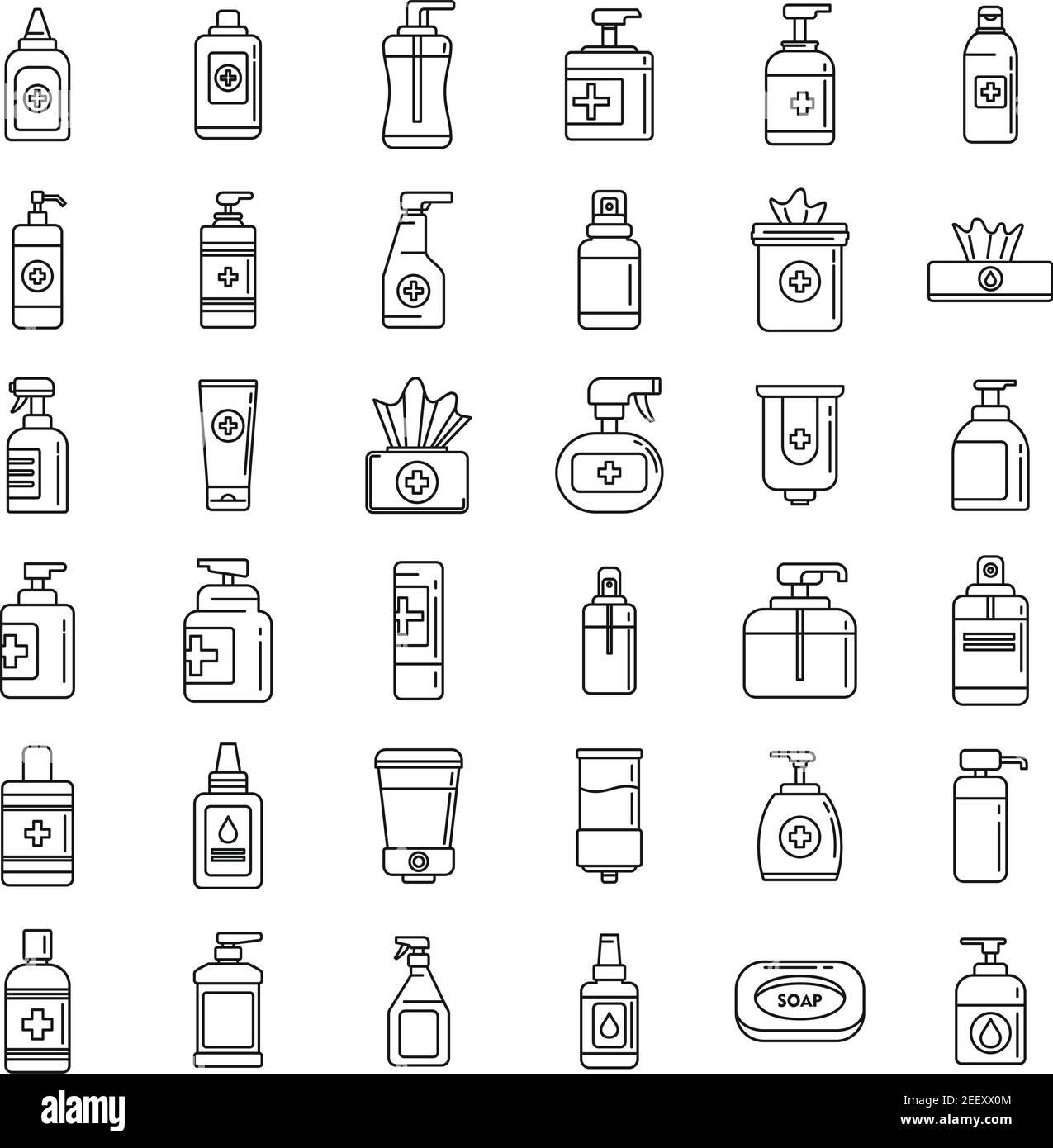Medical antiseptic icons set, outline style Stock Vector Image & Art ...