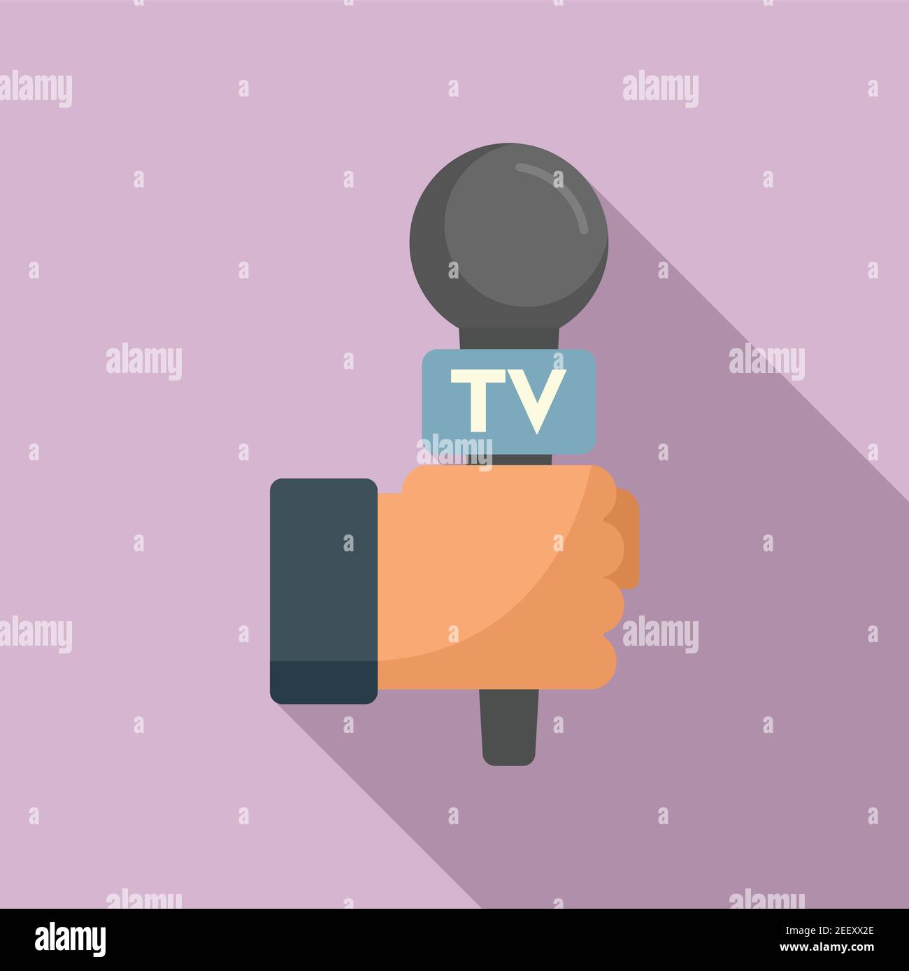 Tv reporter microphone icon, flat style Stock Vector Image & Art - Alamy