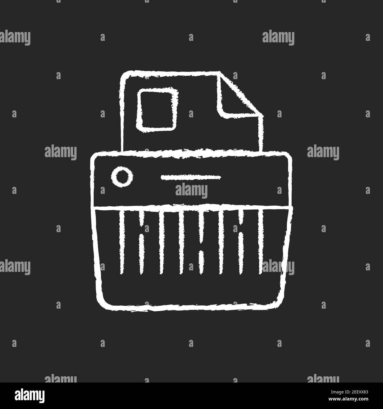 Paper shredding chalk white icon on black background Stock Vector Image ...
