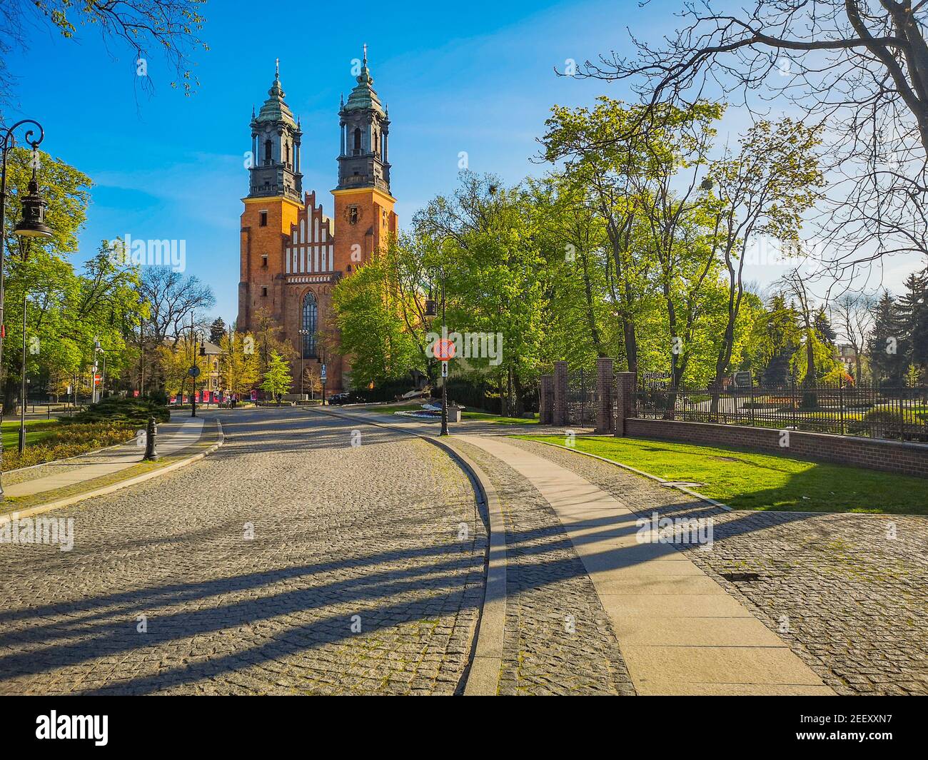 Colorful cathedral square in front of basilica of Saint Peter and Paul ...