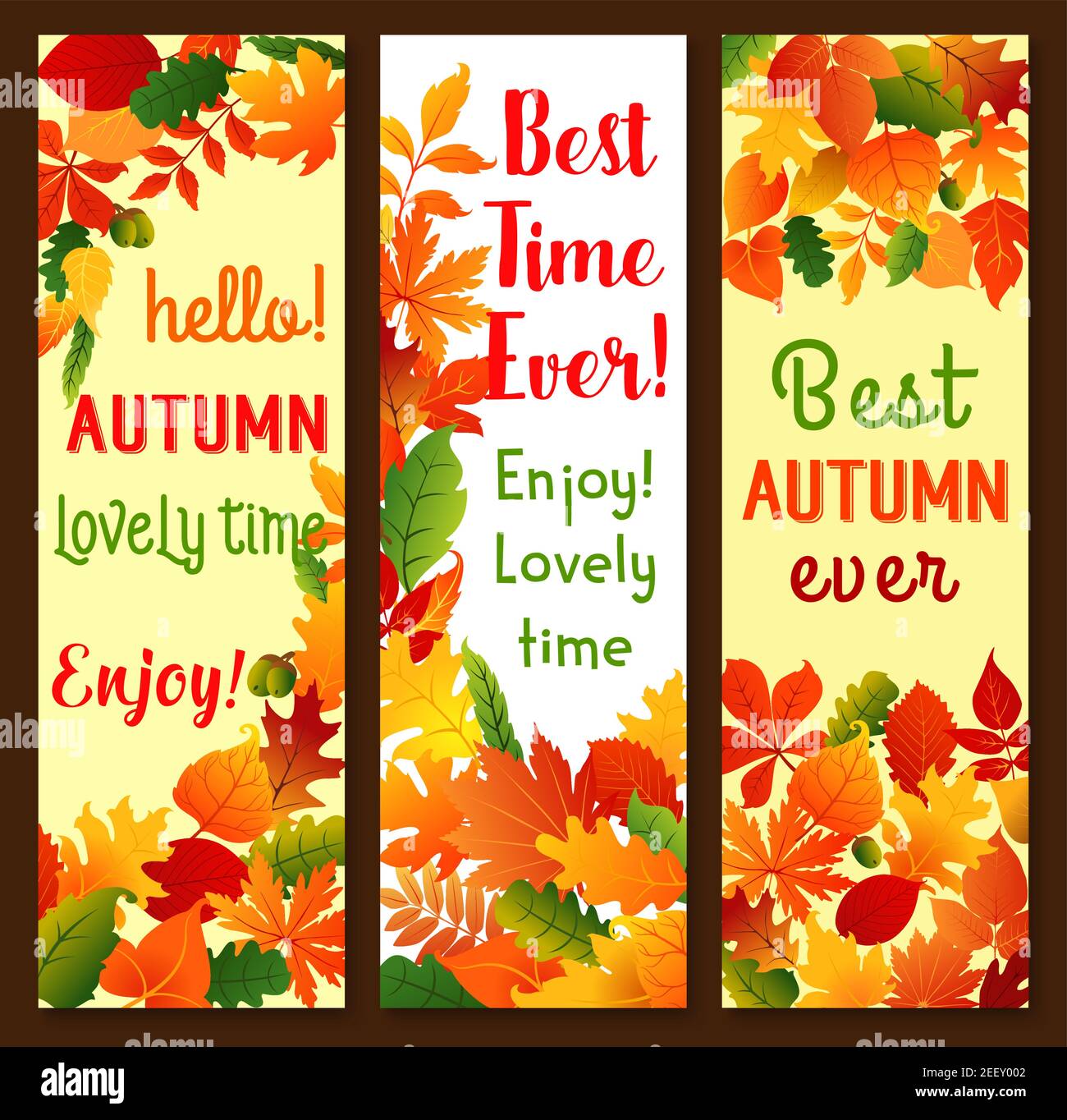 Autumn banners for seasonal greetings temlate of falling leaves of ...