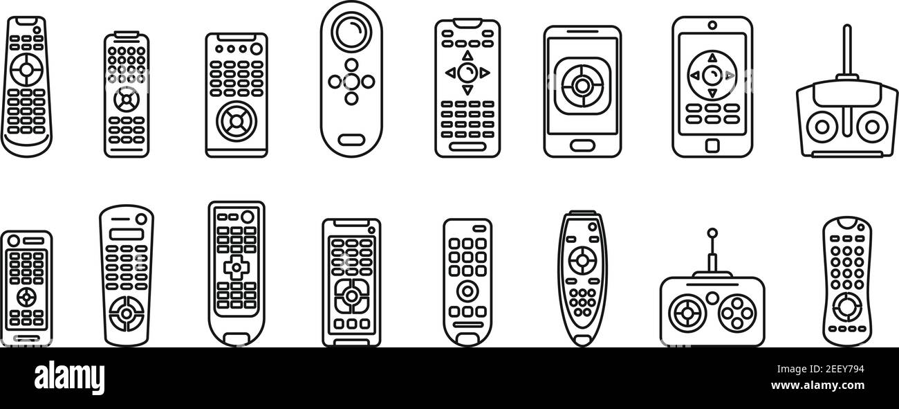 Hand remote control icons set, outline style Stock Vector Image & Art ...