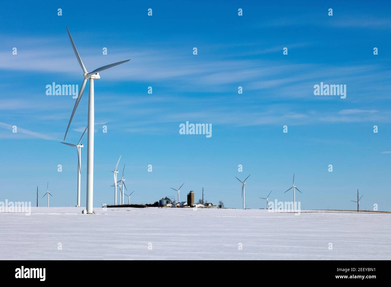 Wind Turbine, rural, farming region, Winter, Southern Indiana, USA, by ...
