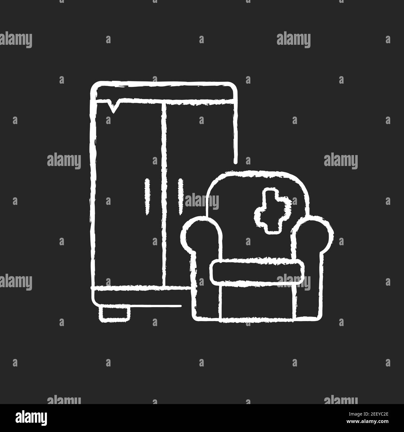 Bulky waste pick up chalk white icon on black background Stock Vector ...