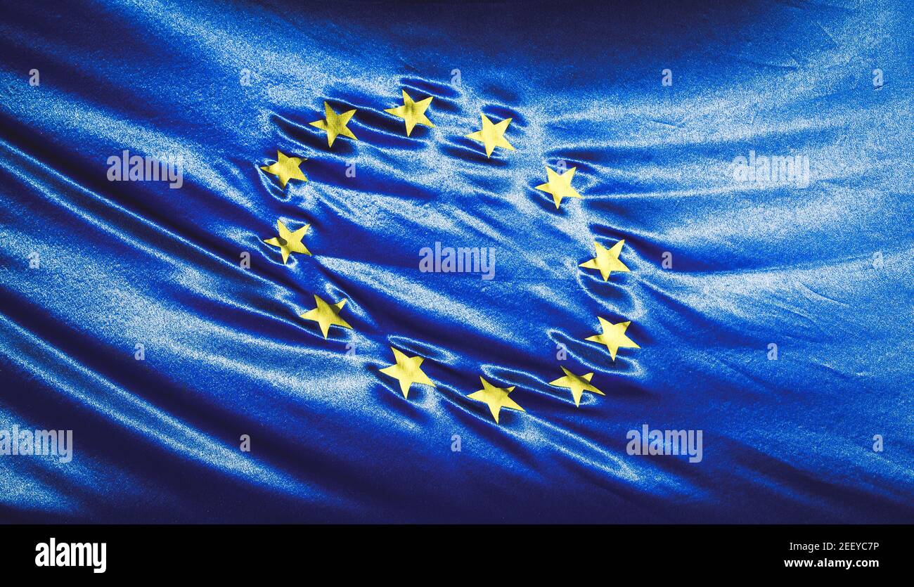 eu flag background in wind Stock Photo - Alamy