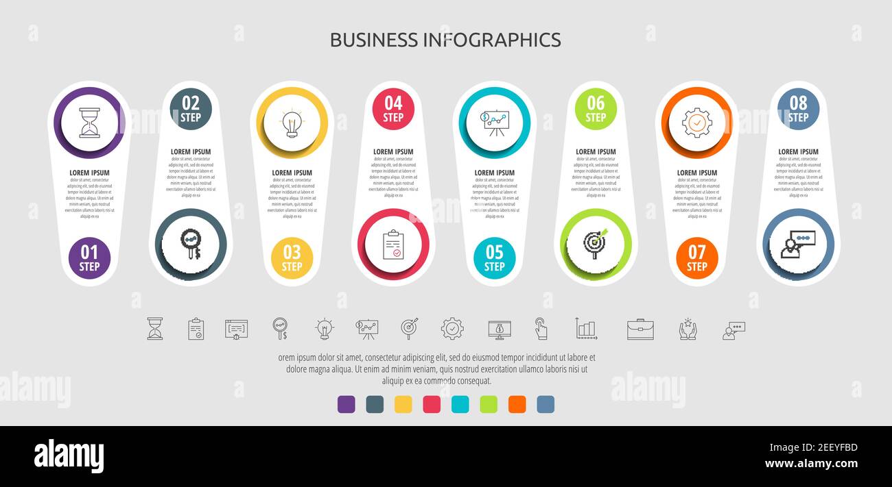 Business Vector Infographic Circles For Eight Label Diagram Graph Presentations Concept With