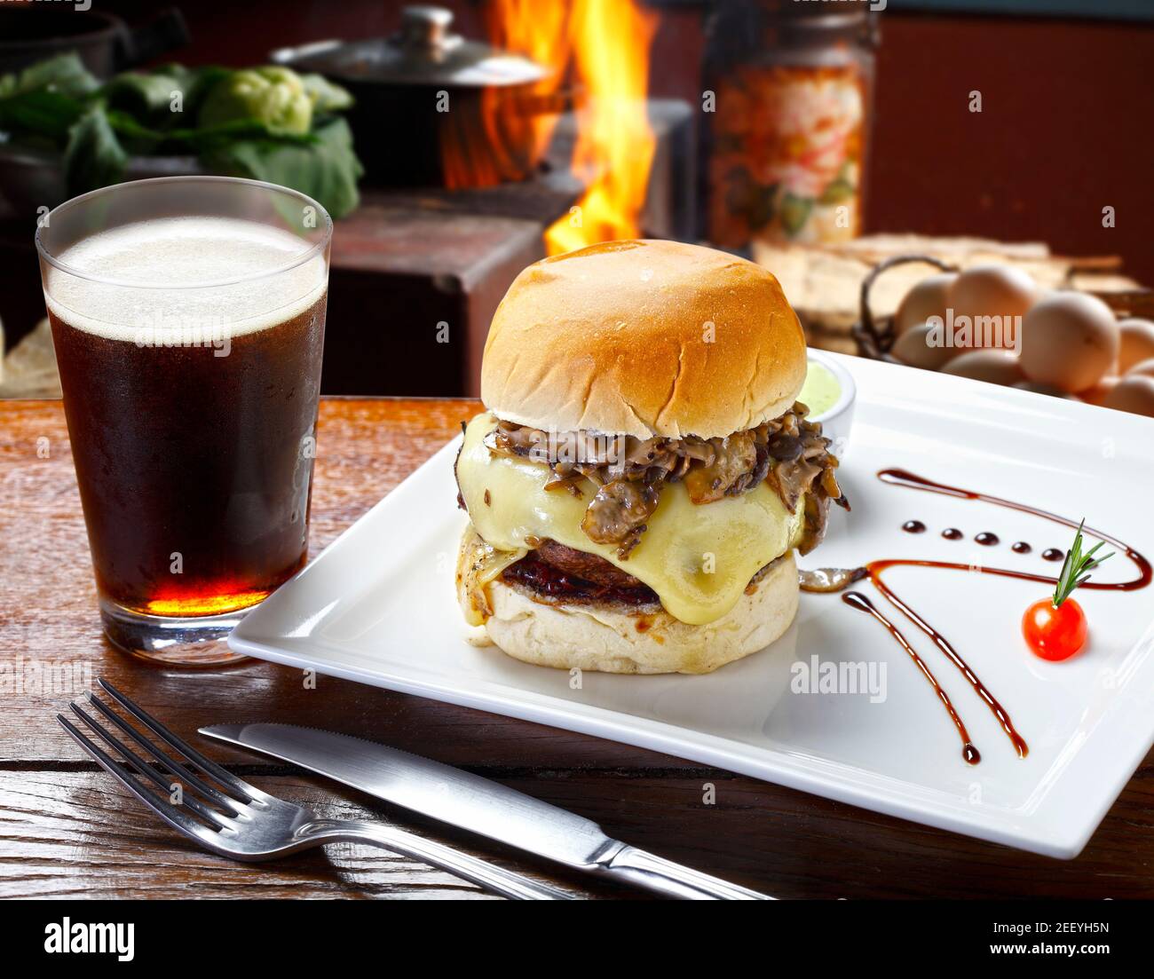 Hamburger with coke Stock Photo - Alamy