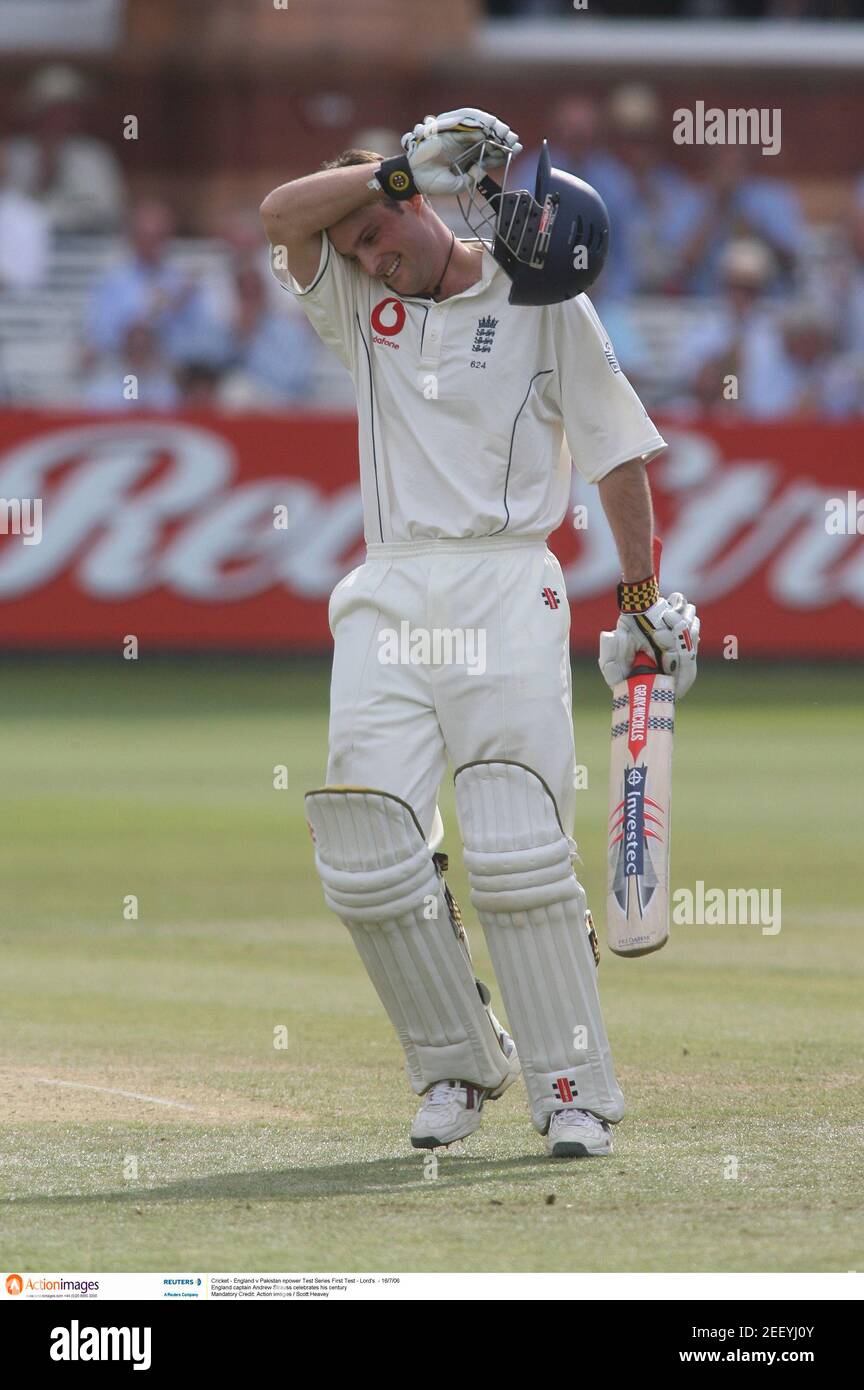 England captain andrew strauss celebrates his century hi-res stock ...