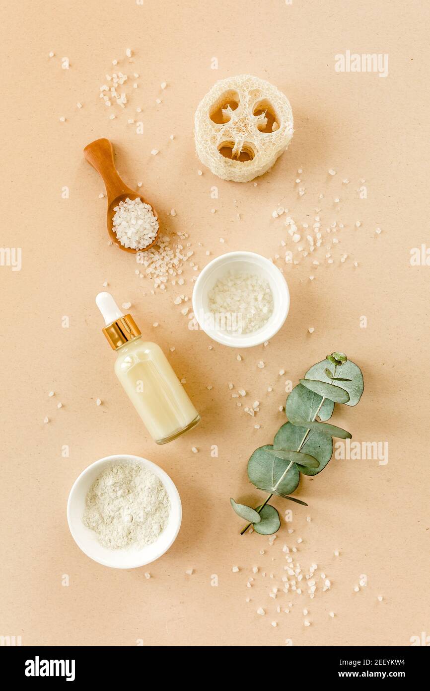 Spa treatment concept. Natural, Organic spa cosmetics products with ...