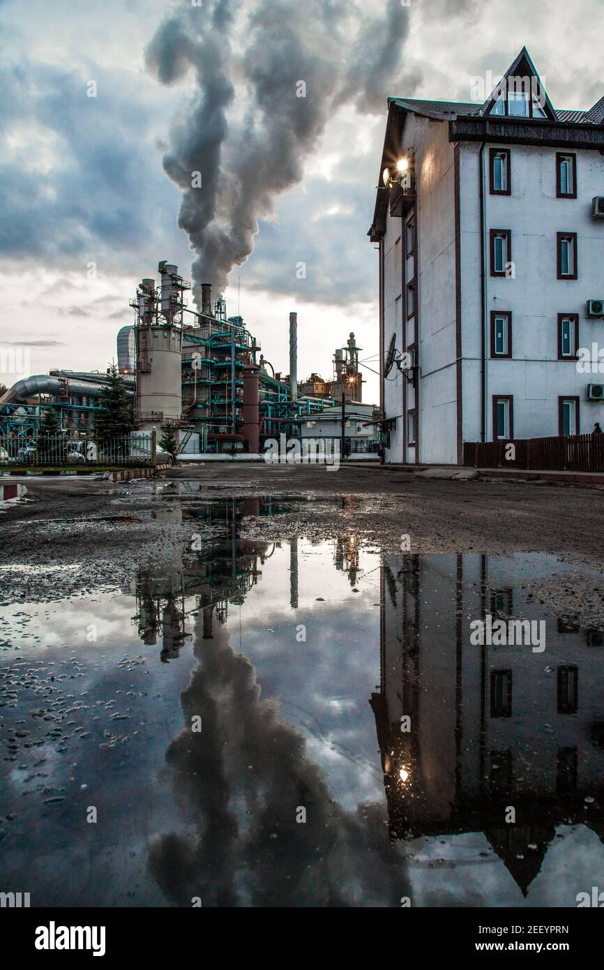 smoke coming out of factory chimney industry and global warming Stock ...