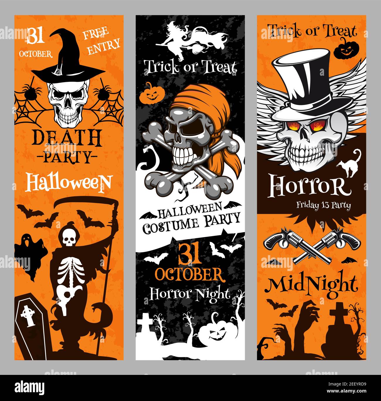 Halloween party night banners templates for 31 October spooky ...
