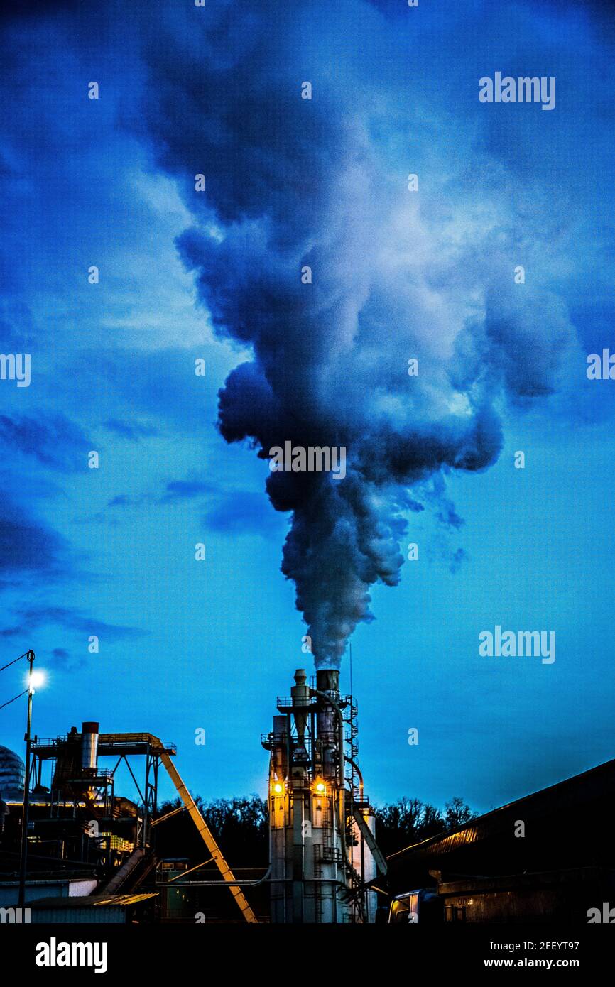 smoke coming out of factory chimney industry and global warming Stock ...
