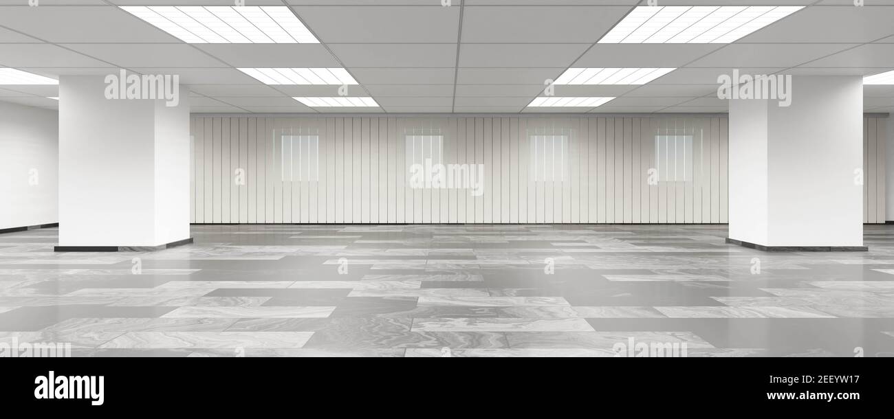 empty white office with modern design and classic pillards with stone ...
