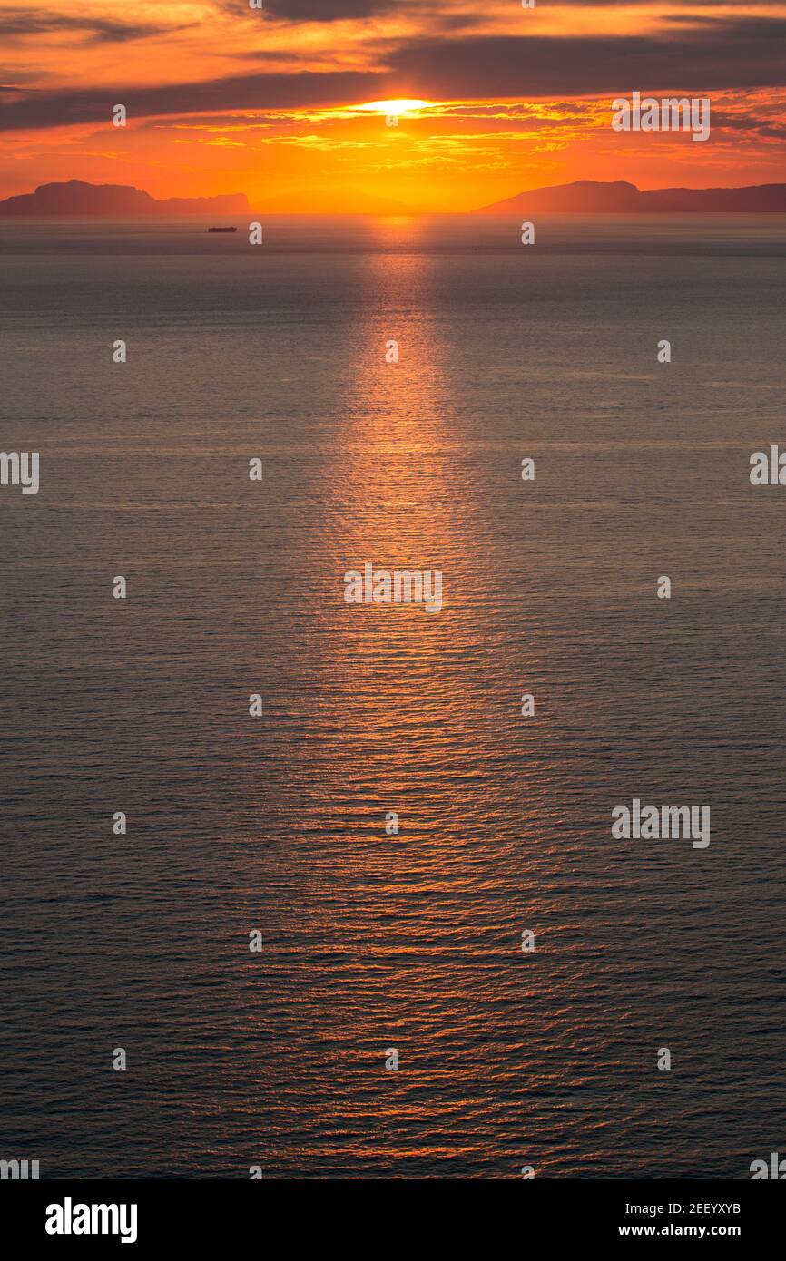 a sunset between Capri and the Amalfi coast Stock Photo - Alamy